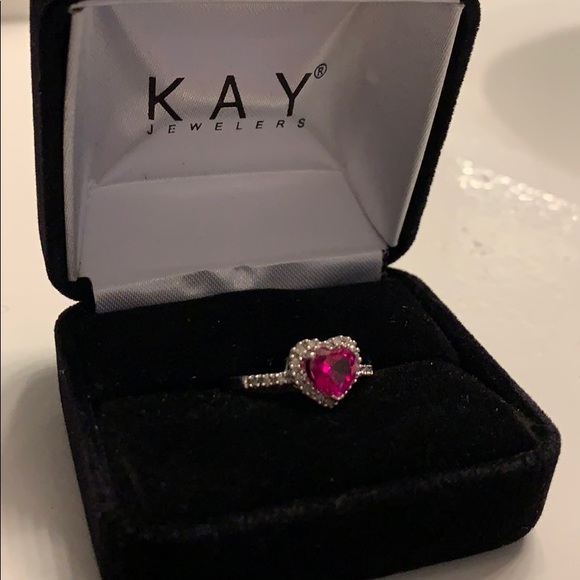 Kay Jewelers | Jewelry | Labcreated Ruby Heart Ring Kay 1 Ct Diamonds ...